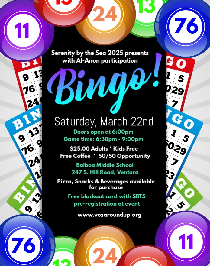 SAVE THE DATE BINGO Presented By 2025 Serenity By The Sea With Al